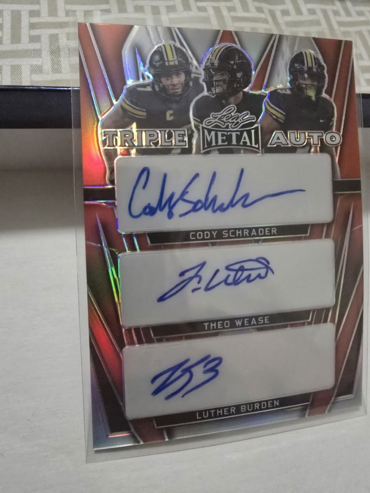 Luther Burden Cody Schrader Theo Wease 2024 Leaf Metal Triple Auto /4 🔥 ...