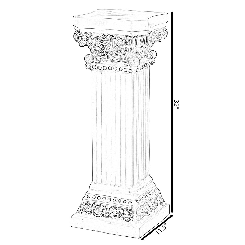Decorative Modern Fiberglass White and Gold Plinth Roman Style Column ...