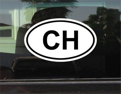 CH - SWITZERLAND COUNTRY CODE OVAL WINDOW/BUMPER STICKER | eBay