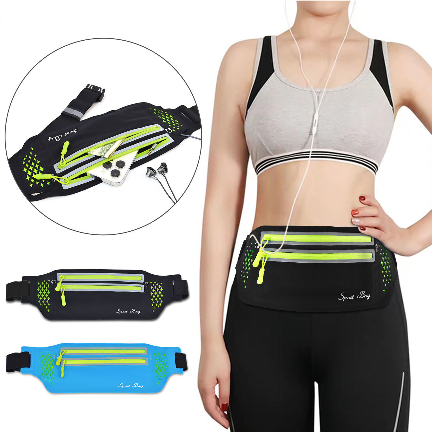 Waterproof Running Belt Fanny Pack Waist Pouch Outdoor Hiking Jogging ...