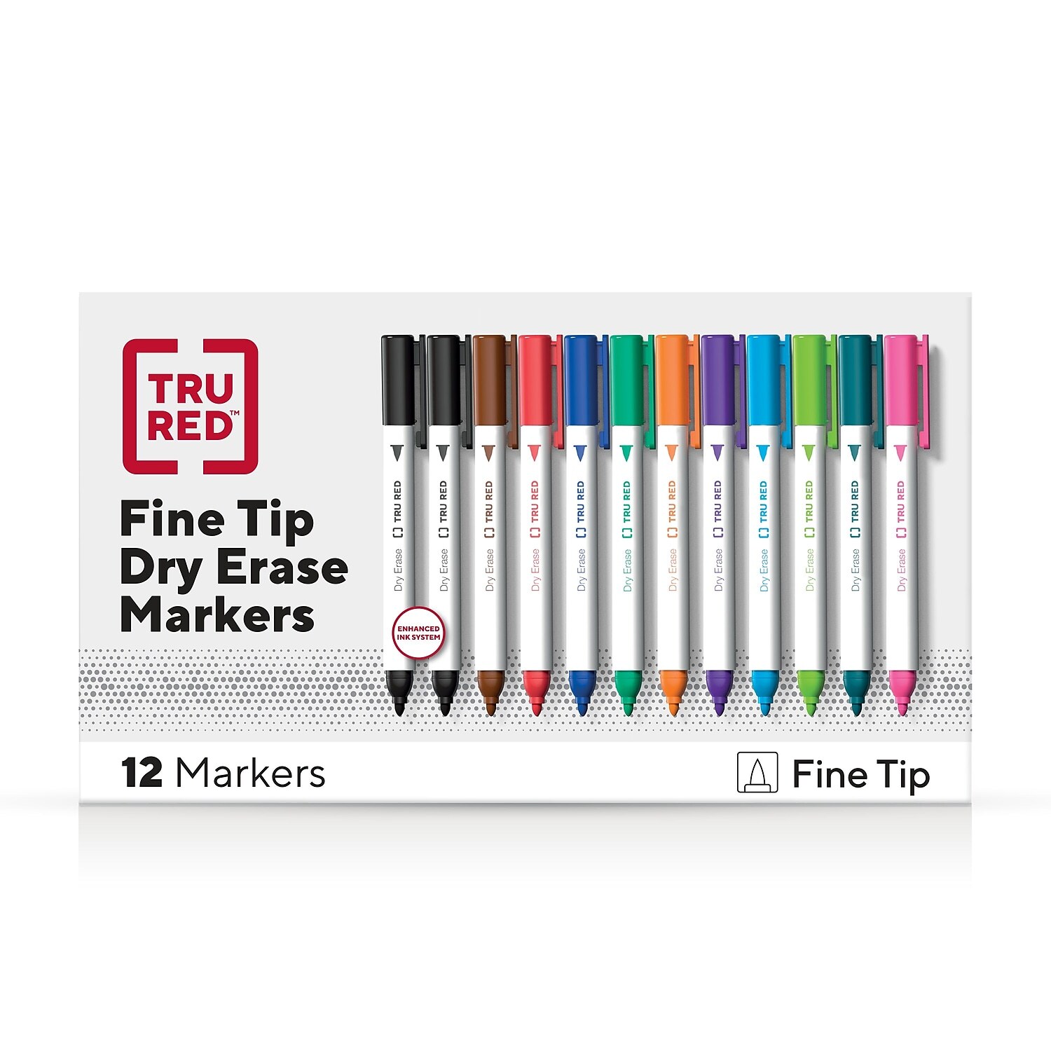 TRU RED Pen Dry Erase Markers Fine Tip Assorted 12/Pack TR54568 | eBay