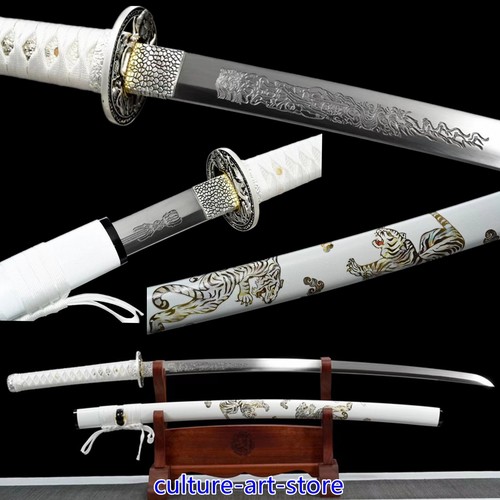 Handmade 1095 Steel Japanese Samurai Katana tigers Sword Battle Ready ...