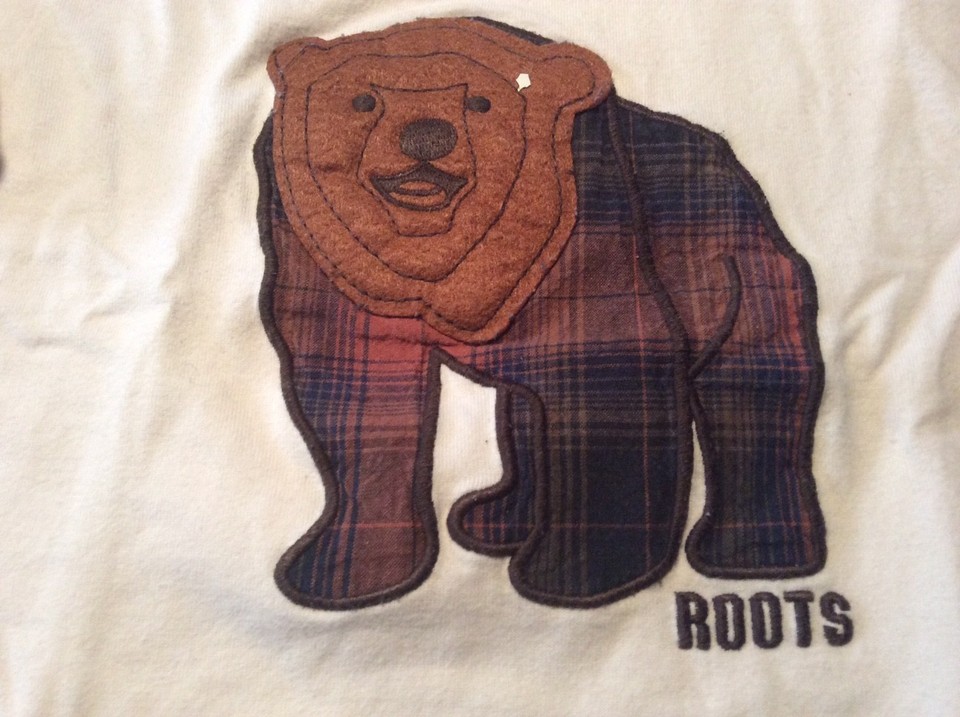 Roots Canada 100% Organic Cotton T-Shirt Long Sleeve Bear Embroidered 4 ...