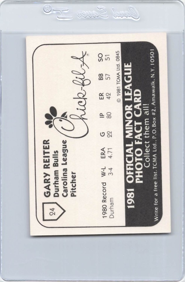 1981 Durham Bulls B&W TCMA #24 Gary Reiter Signed Auto *J5598 | eBay
