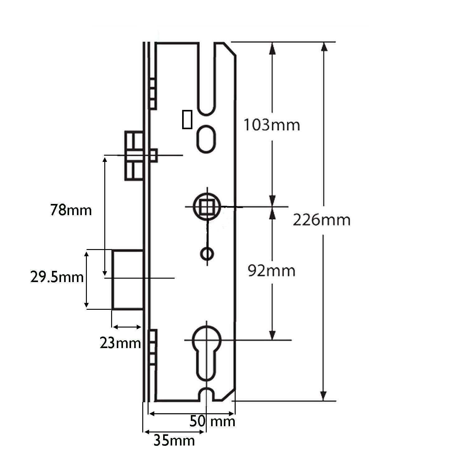 AUBI Replacement 35mm uPVC Door Lock Copy Centre Case Gear Box 92mm PZ ...