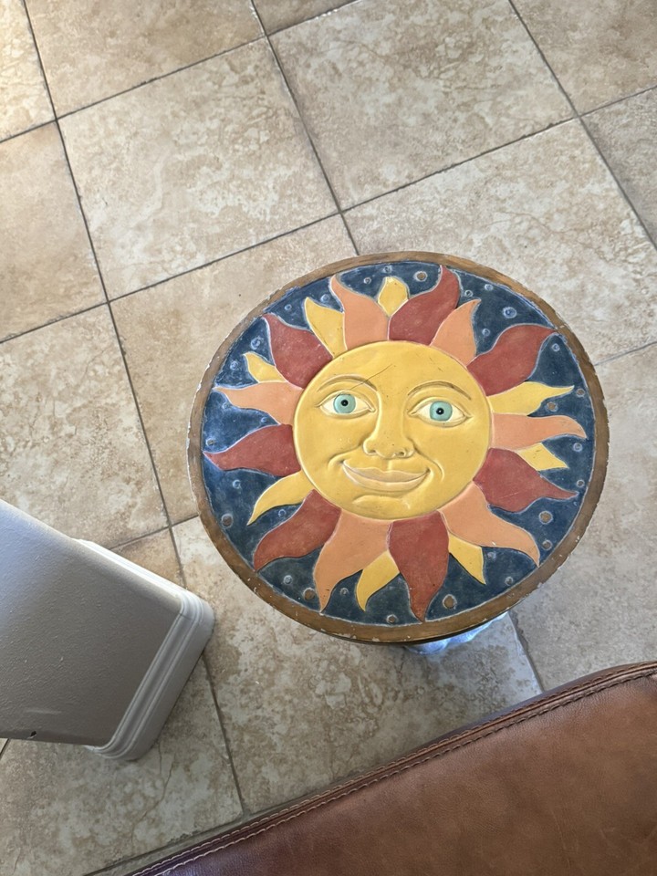 Sun Moon and Stars 21” Vintage Indoor/Outdoor Statement Accent Table ...