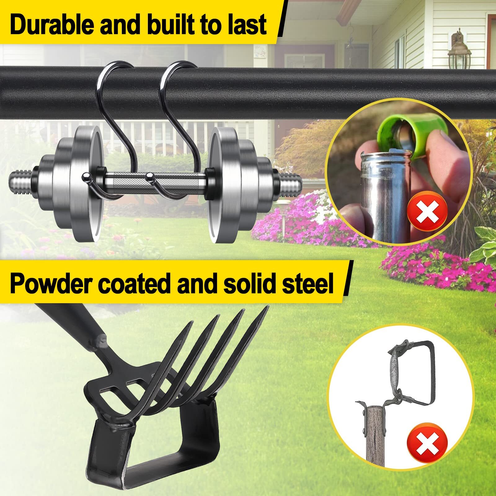 Garden Hoe, Cultivator Stirrup Tool for Weeding, 62 Inch Heavy Duty ...