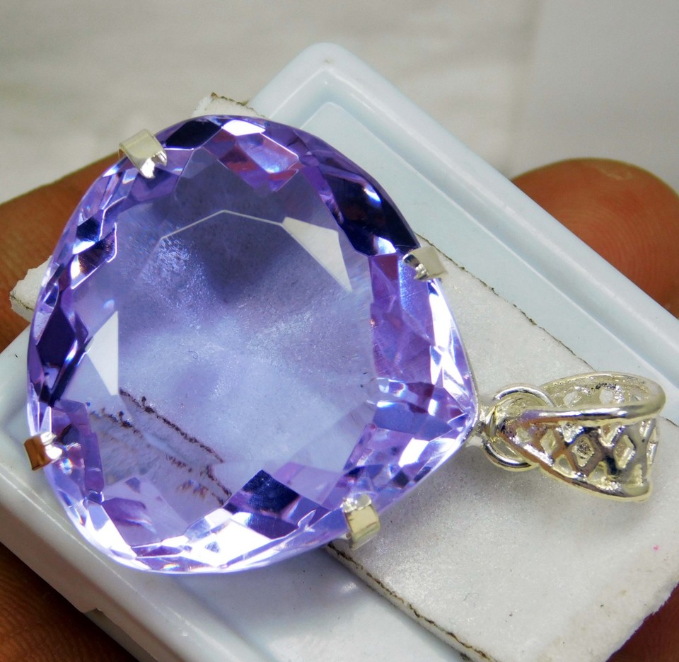 Certified 100.55 Ct Natural Purple Topaz Brazil Gem 925 Solid Silver ...