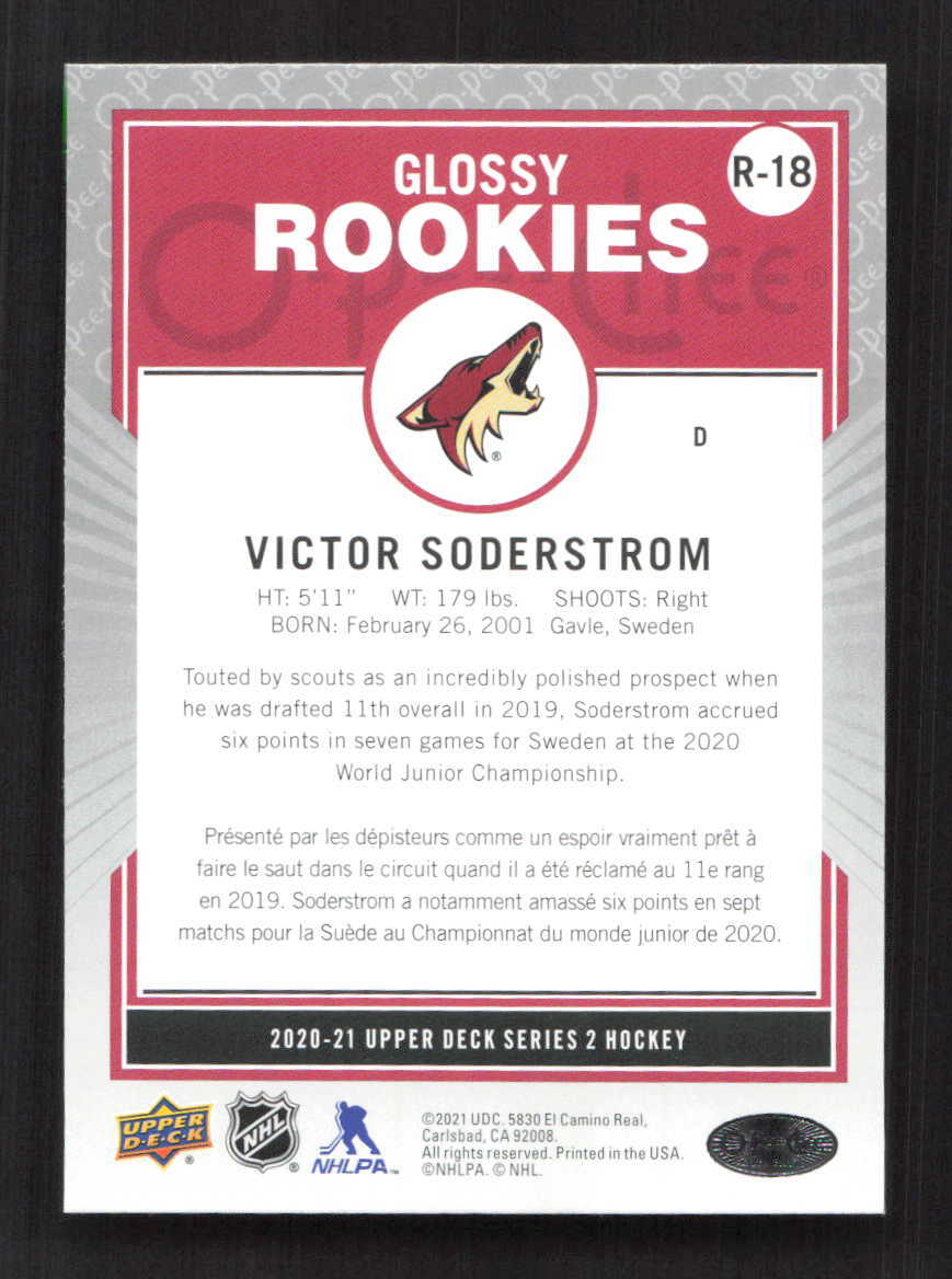 Victor Soderstrom 2020 Upper Deck OPC Glossy Rookies Bronze Coyotes #R ...
