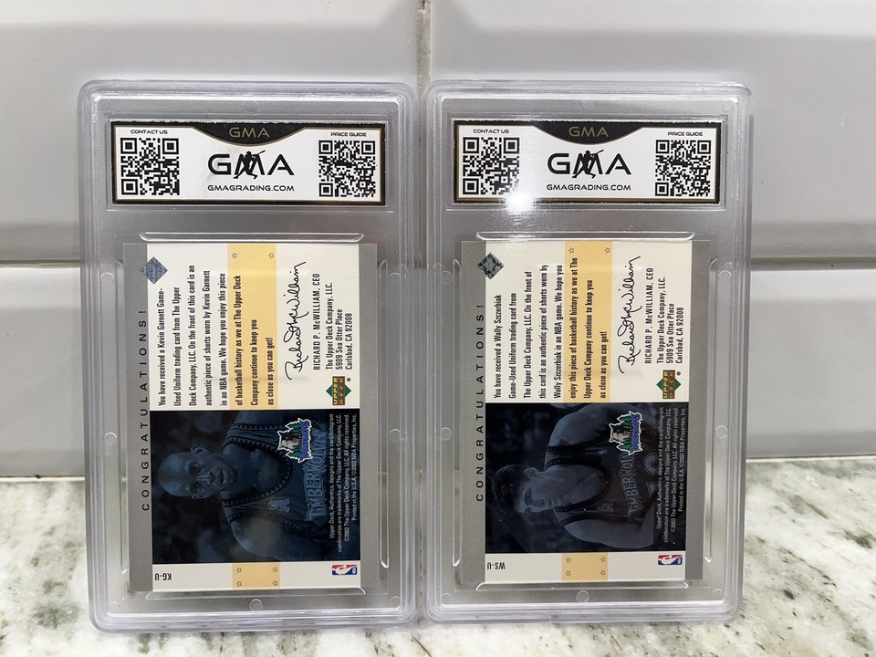 2002 UD Authentics Kevin Garnett Wally Szczerbiak Uniform Greatness ...