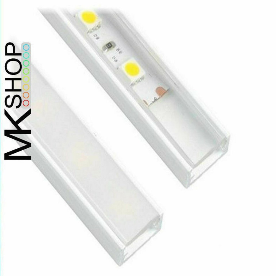 MKGT 1-2m Aluminium LED Trunking Profile 5050 Strip Lights White Black ...