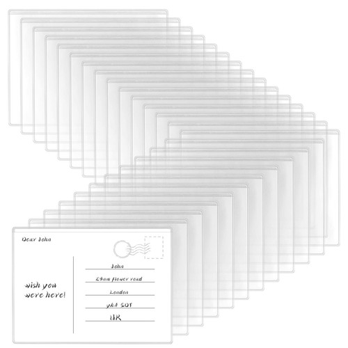 60 Pack Clear Plastic Library Card Pockets Label Holder, Self-Adhesive ...