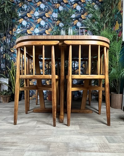 Vintage CENTA Square Formica Beech Dining Table & 4 Chairs Mid Century ...