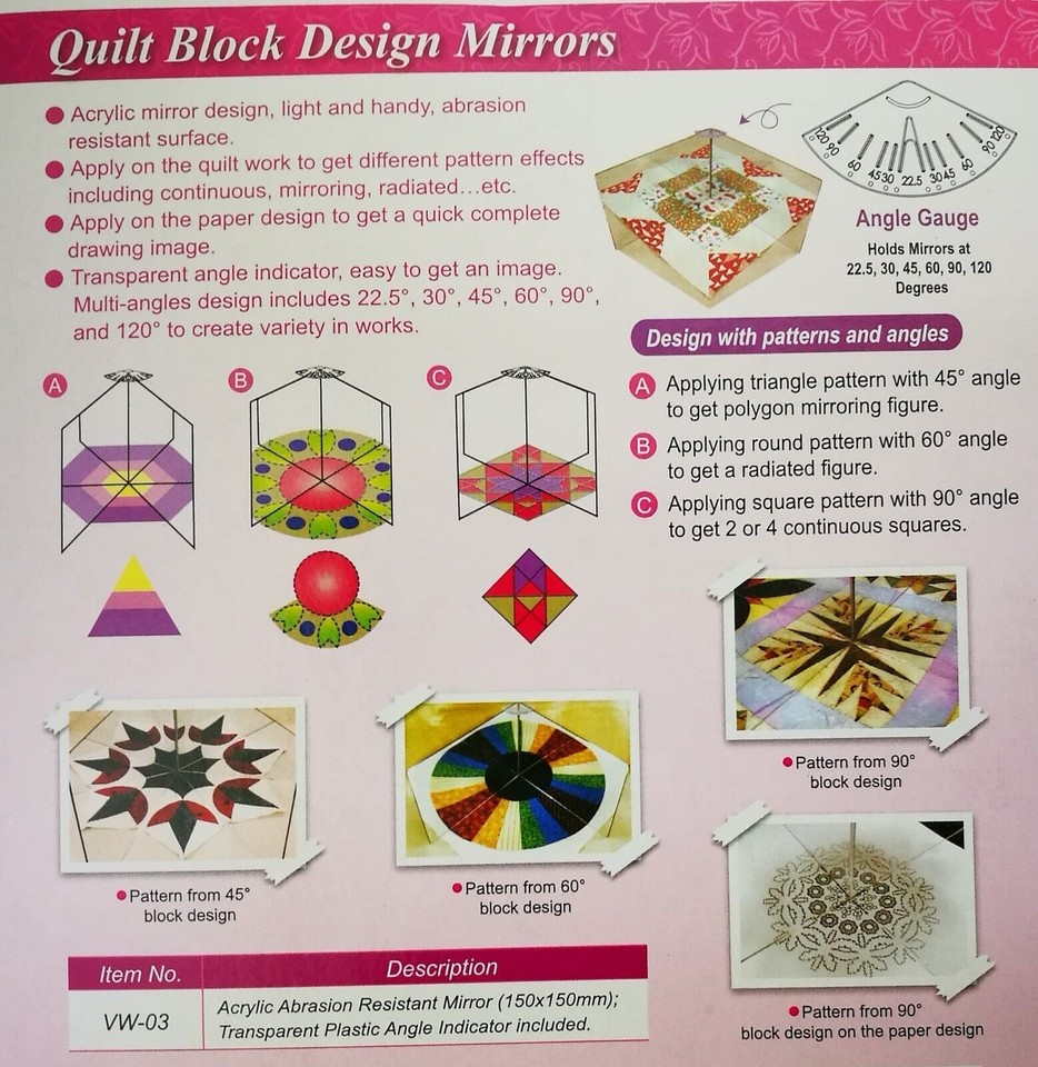 Quilt Block Design Mirrors 150x150mm | eBay