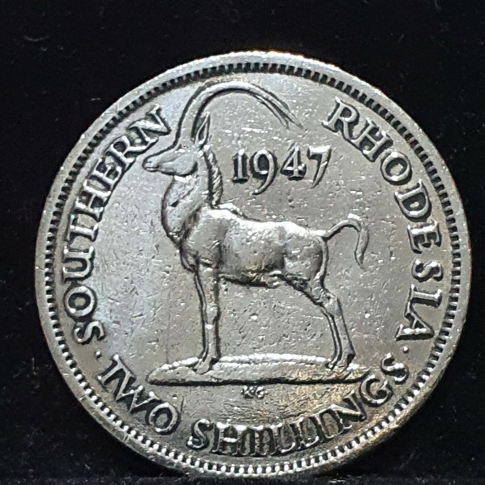 SOUTHERN RHODESIA TWO SHILLINGS PROOF COIN 1947-KING EMPEROR GEORGE VI ...