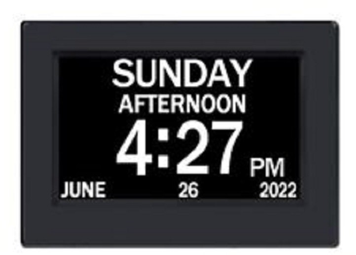 Digital Calendar Clock EASY READ Non-Abbreviated Date Day Time Multilingual | eBay