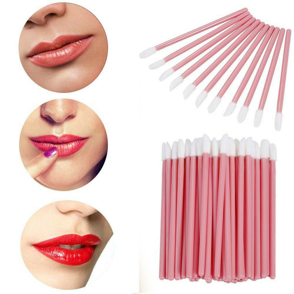 100pcs/bag Pink Disposable Lip Gloss Applicators Lipstick Wands Tool ...
