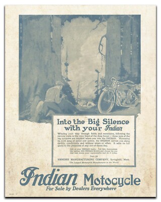 Vintage 1920 Indian Motorcycle Advertising Art Print 11x14 Dealer Wall ...