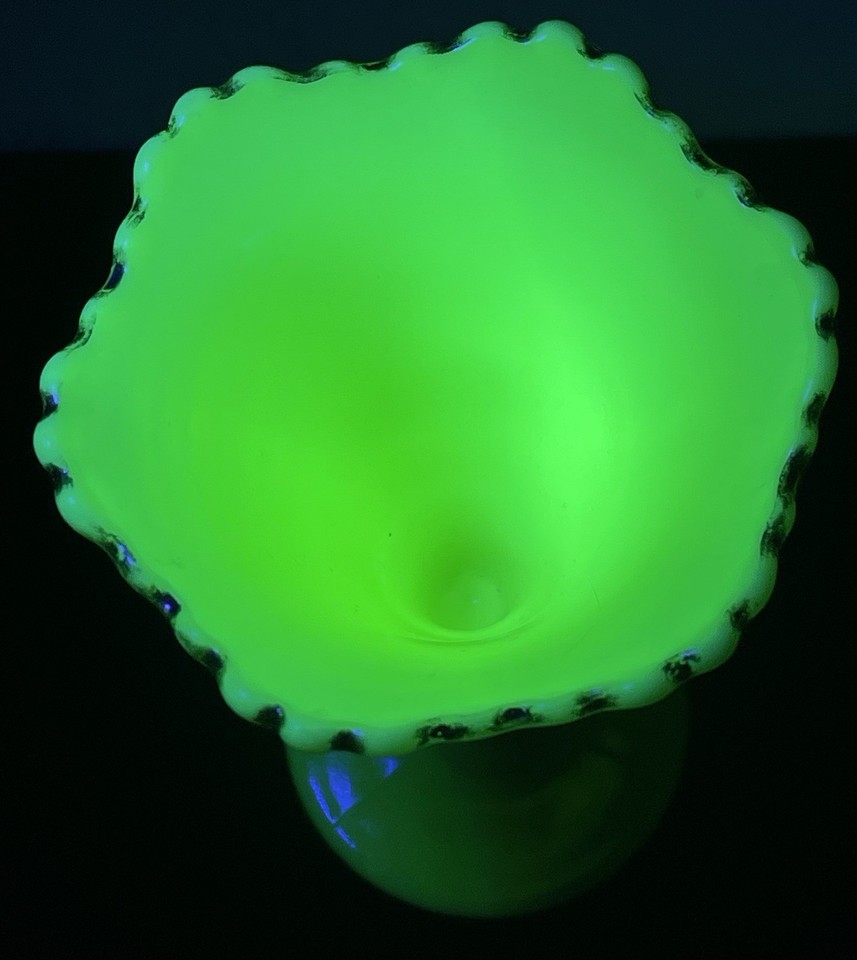Vintage Custard Uranium glow Glass souvenir vase Abilene Kansas painted flower | eBay