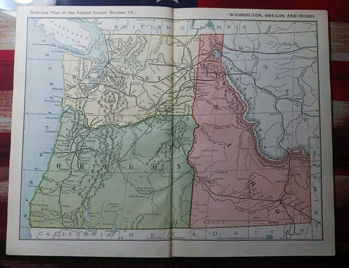 1895 Antique Train Route Map OREGON Idaho WA ~ All Railroad Lines ...