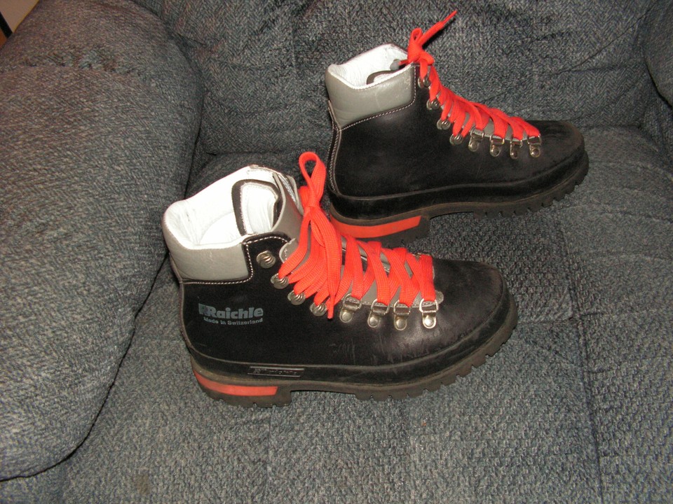 Vintage Swiss Army RAICHLE BALLI Leather Boots Hiking Mountaineering Sz ...