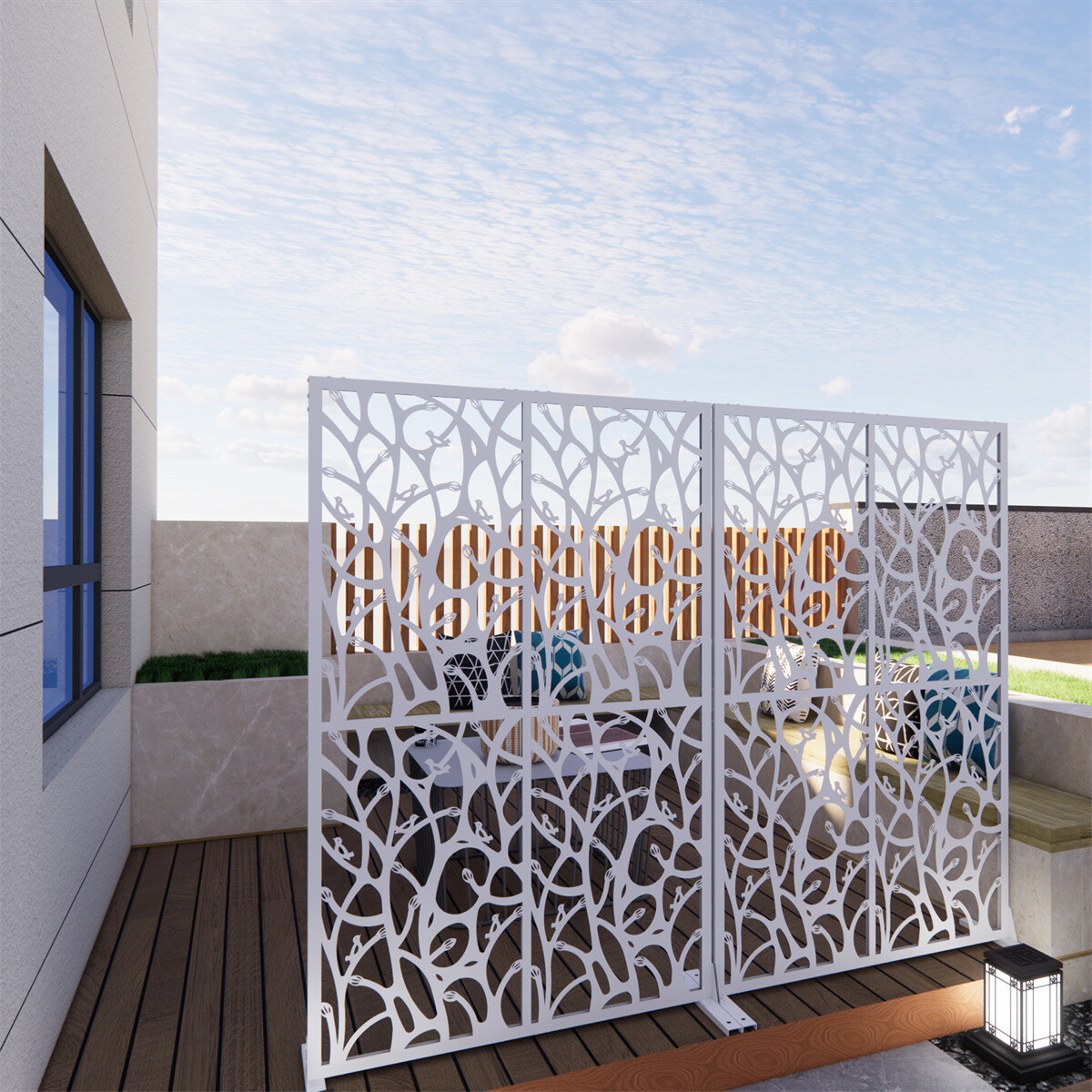 Metal Panels Decorative Divider Wind Outdoor Garden Privacy Dividers ...