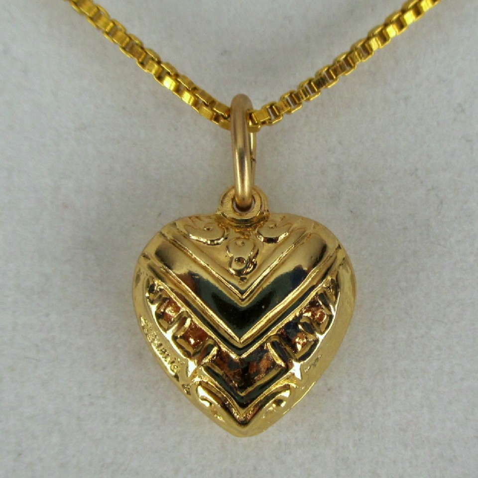 Sterling Silver PUFFY HEART Charm for Bracelet VICTORY Gold Vermeil ...