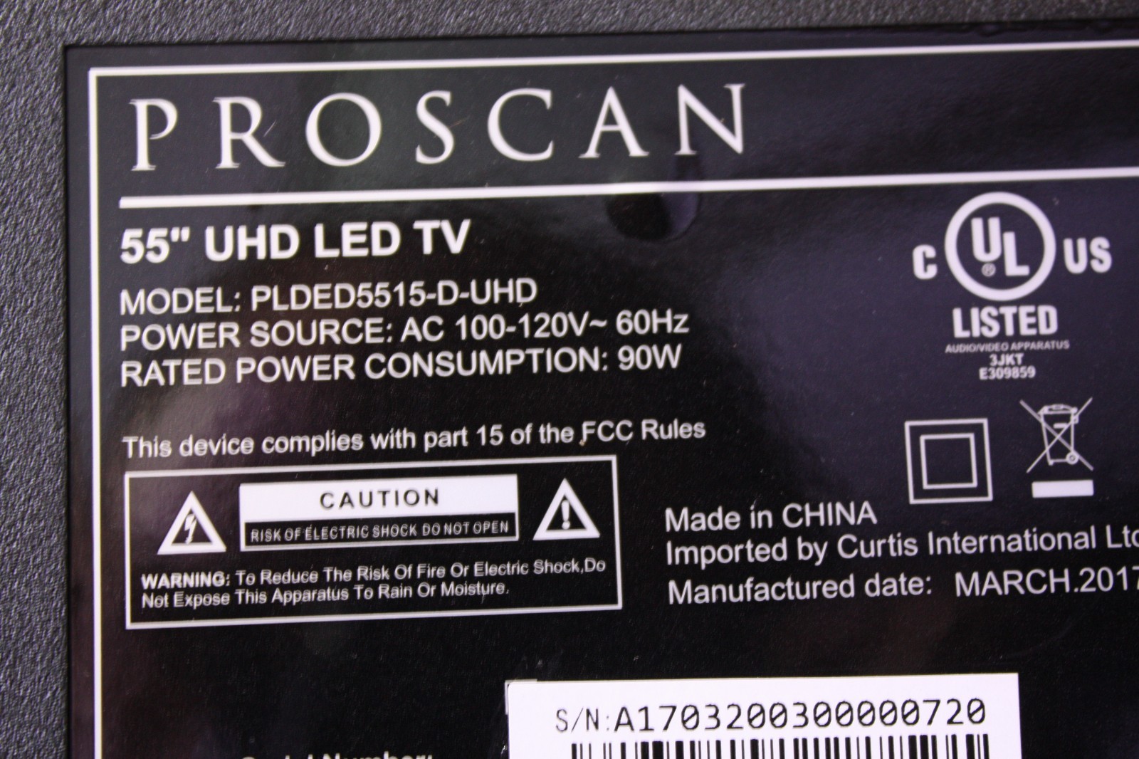 PROSCAN 55" 4k LED Ultra HD TV Model PLDED5515 for sale online | eBay