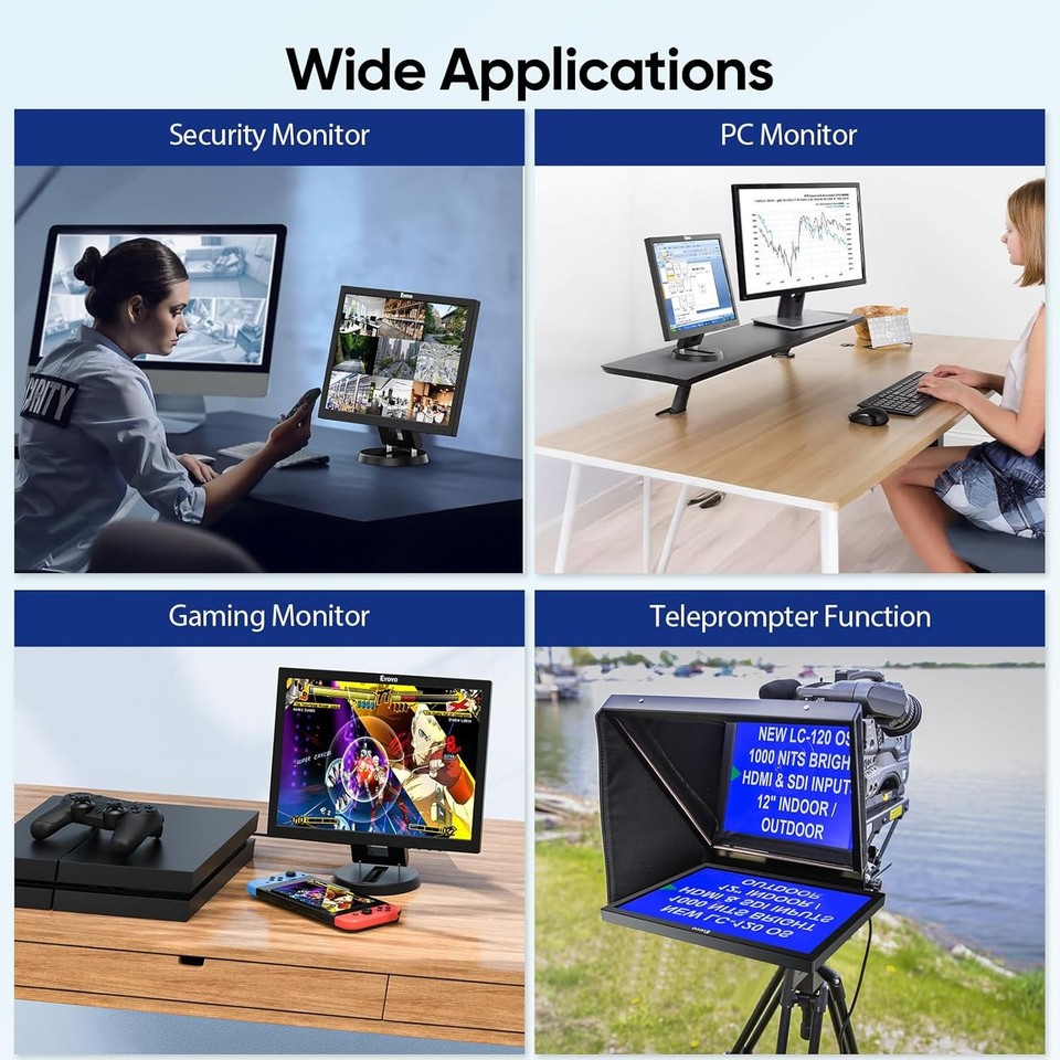 14" 1024x768 Security CCTV Monitor BNC/HDMI/VGA HDMI for Cameras ...