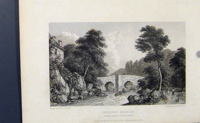 Original Old Antique Print Shaugh Bridge River Plym Devonshire England ...