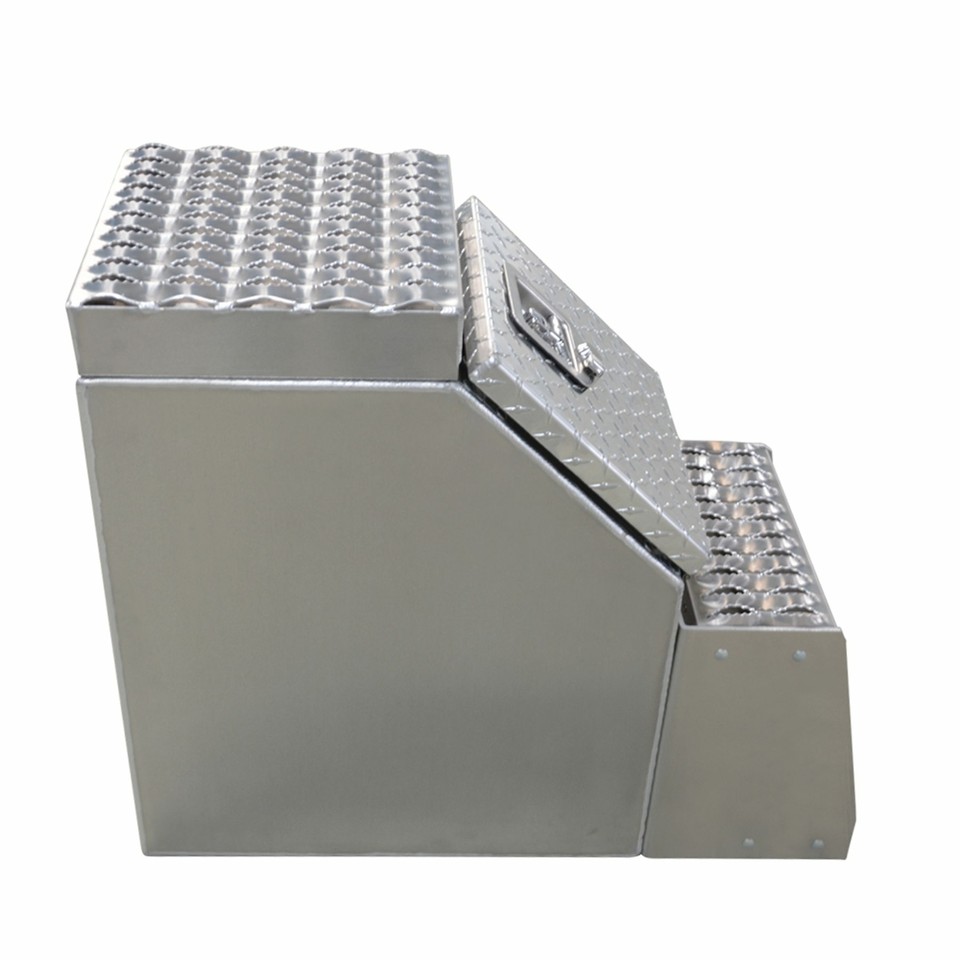 12" L x 25" W x 28" H Aluminum Storage Step Saddle Tool Box With Lock ...