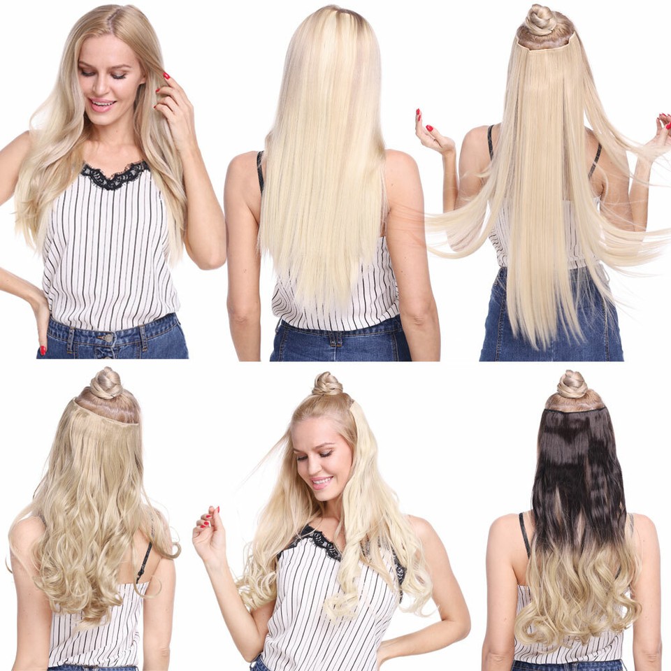 US Real Long Clip in on Hair Extensions 1Pcs Thick Half Full Head ...