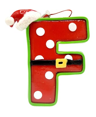 Initial Letter “F” Santa Hat Resin Christmas Ornament 3.75”, Hobby ...