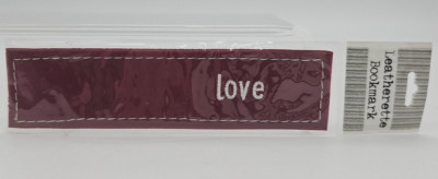 Leatherette Bookmark Maroon Red Faux Leather White Stitched Embroidered ...