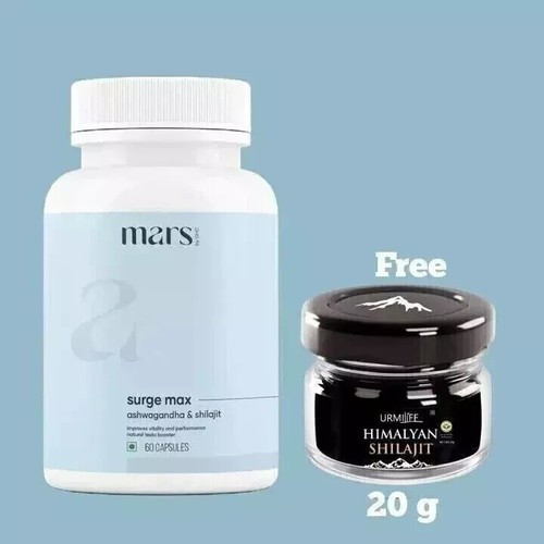 Mars by GHC Surge Max for Men Overall Health 60 Caps+20g Resin Shilajit ...