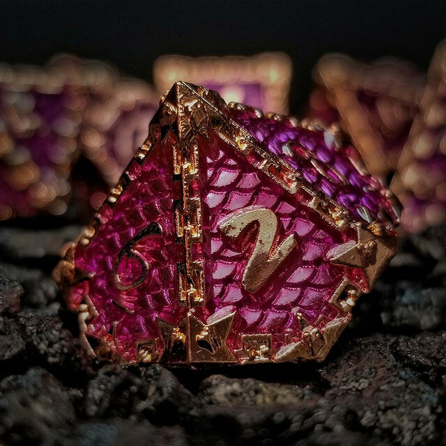 Sage's Dragonstones - Chained Drake Purple Copper Metal Polyhedral Dice ...