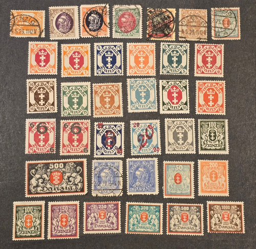Danzig Free City Stamp Collection Lot 1919–1923 Arms Overprints High ...