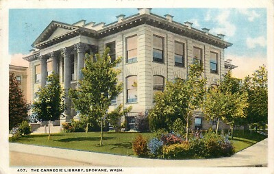 Postcard Washington State The Carnegie Library 1915 Spokane White ...