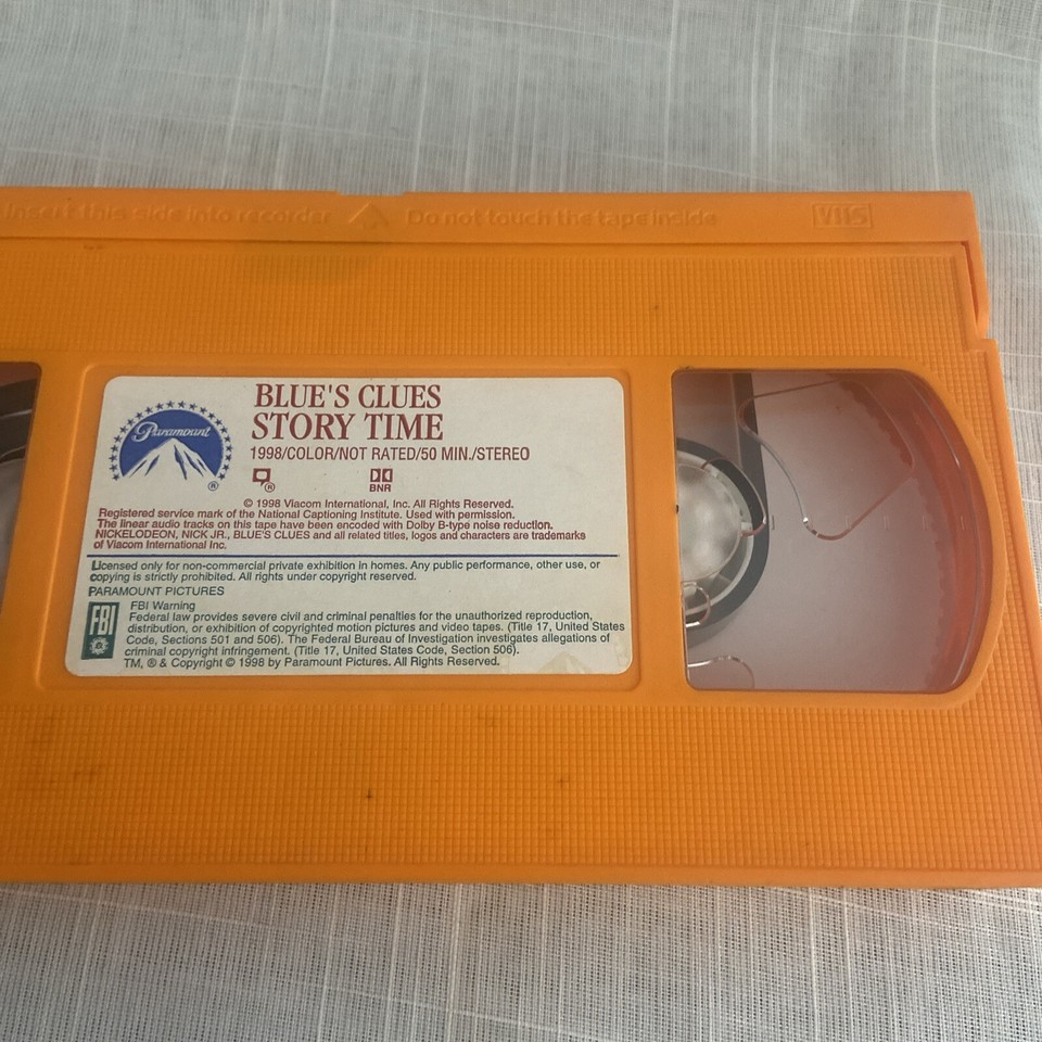 Blues Clues Story Time VHS 1998 Play Along With Blue Nick Jr Orange ...