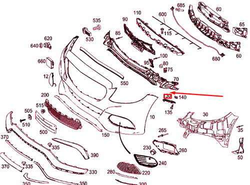 OEM MERCEDES-BENZ C W205 FRONT BUMPER RIGHT MOUNTING RAIL A2058852121 ...