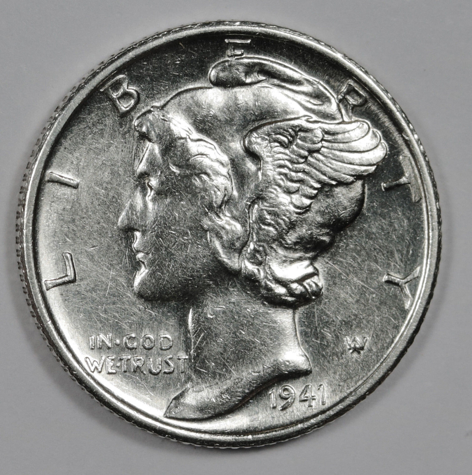 1941-s Mercury Dime. Large "S" Mint Mark. Semi-Proof Like. AU. 183933 ...