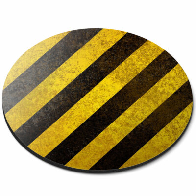 Round Mouse Mat - Yellow Hazard Warning Builder Construction Office ...