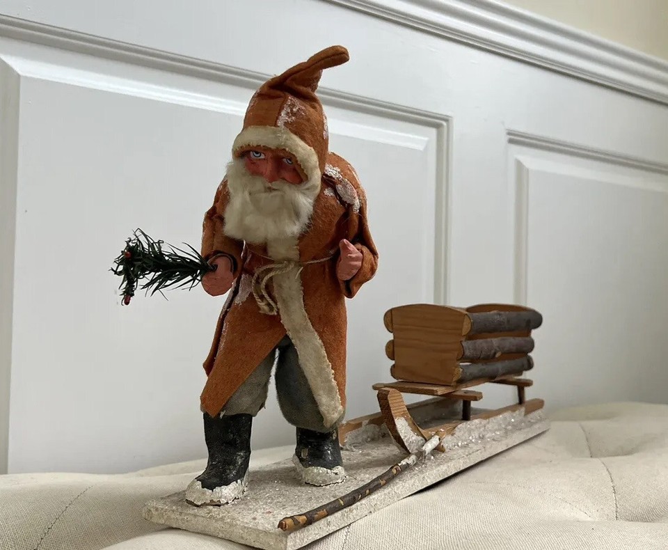Rare Antique Papier-mâché German Belsnickle Christmas Santa Claus With ...