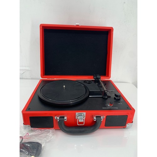 Innovative Technology Red Record Player 3 Speed NEEDS NEEDLE Scratch on ...