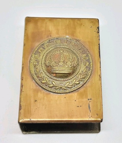 Vintage WW1 WWI German Prussian Gott Mit Uns Brass Matchbox Case Cover ...