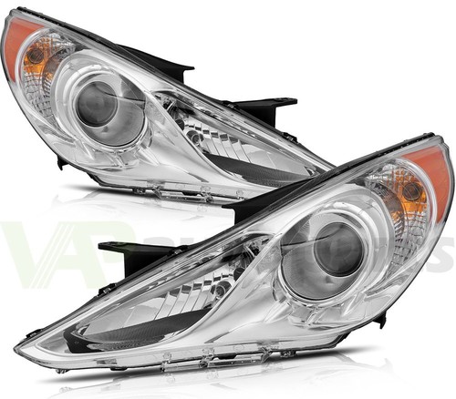 Pair For 2011-2014 Hyundai Sonata Headlights Assembly Chrome Housing ...