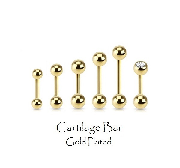 Gold Plated Labret Tragus Cartilage Lip Bar Horseshoe CBR Piercing Ear ...