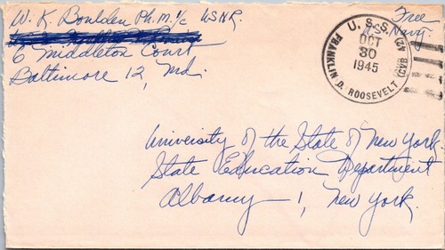 USS Franklin D Roosevelt 1945 - Free Frank Mail - J6660 | eBay