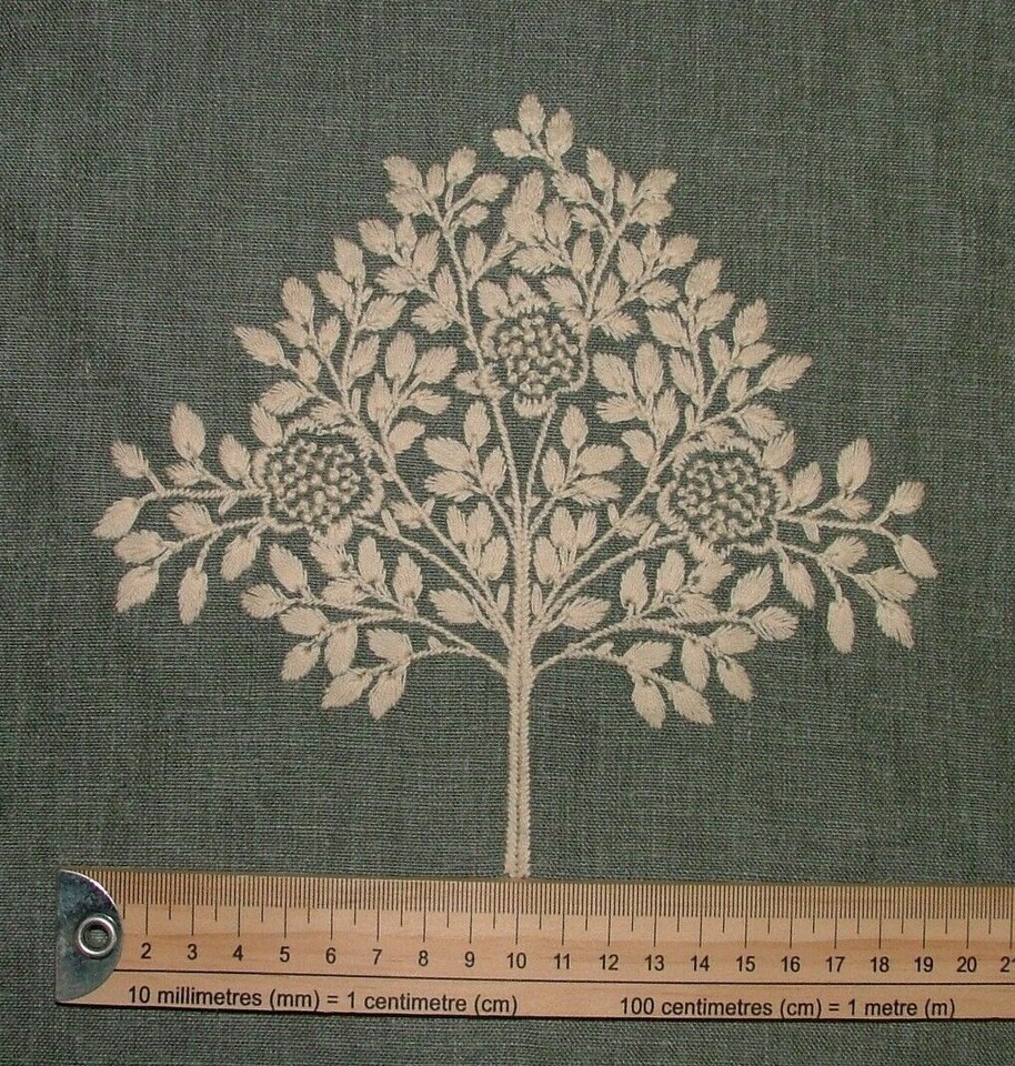 William Morris At Home Marigold Tree Woad Embroidery Curtain Linen ...