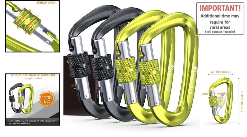 12KN Locking Clips - Versatile Heavy Duty Carabiners for All Outdoor ...